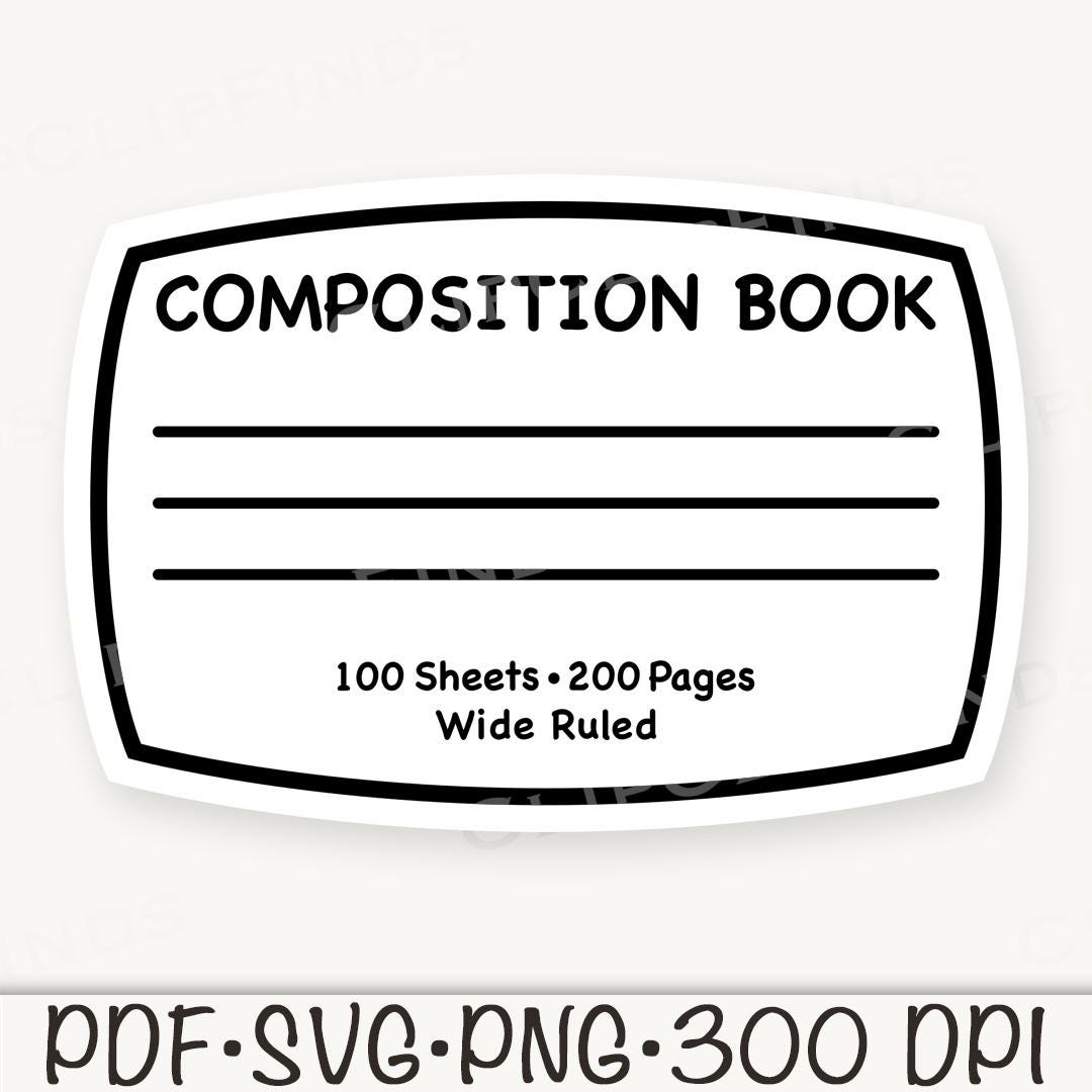 Composition Book Label SVG, Notebook Label PNG, Cover, School Supplies ...