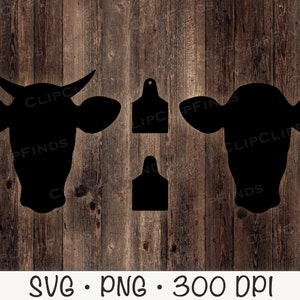 Cow Head With Tag SVG PNG: Bull Horn Clipart (digital Download) - Etsy