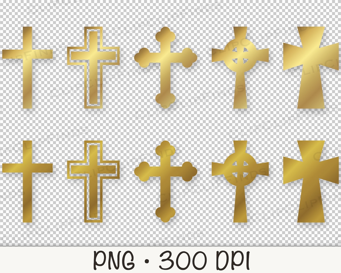 Gold Cross PNG Gold Cross Clipart Gold Crosses Overlay - Etsy