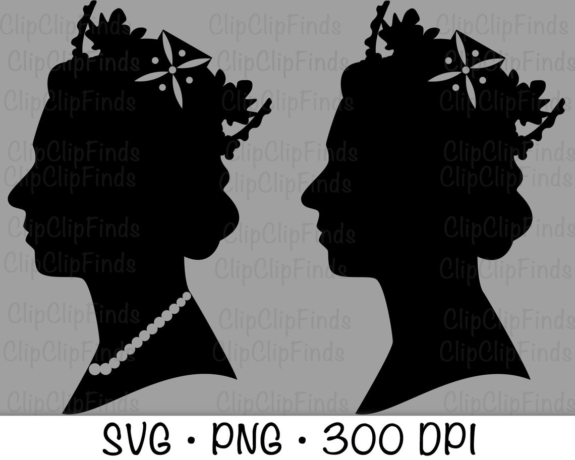Queen Elizabeth II Side Profile Silhouette With Crown, SVG, PNG ...