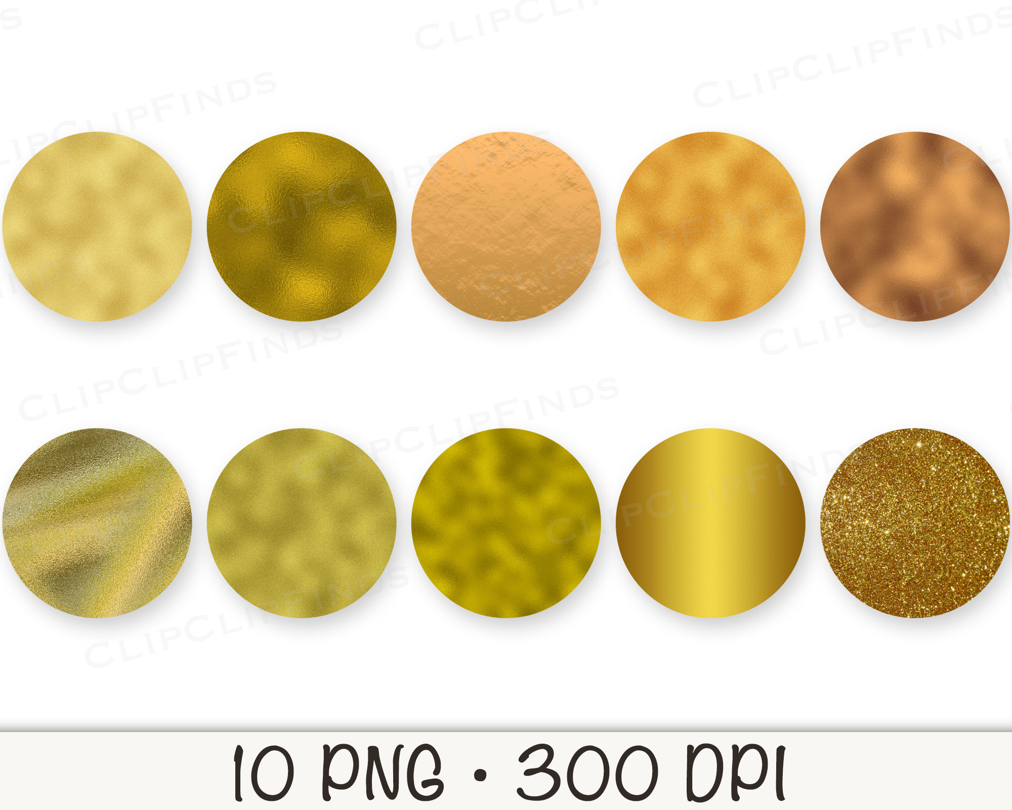 Gold Circles Clipart PNG Circles Gold Textured Circles Gold - Etsy