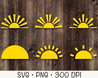 Sunburst SVG Half Sun SVG Hand Drawn Boho Sunset Sunrise Rising Setting ...