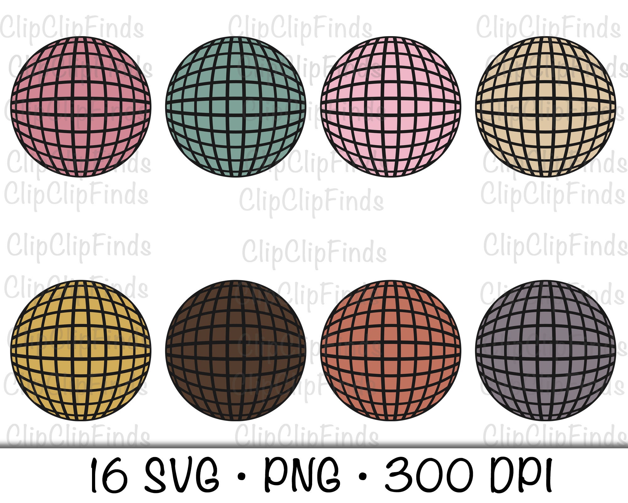 Disco Ball Bundle Groovy SVG Vector Cut File and PNG - Etsy