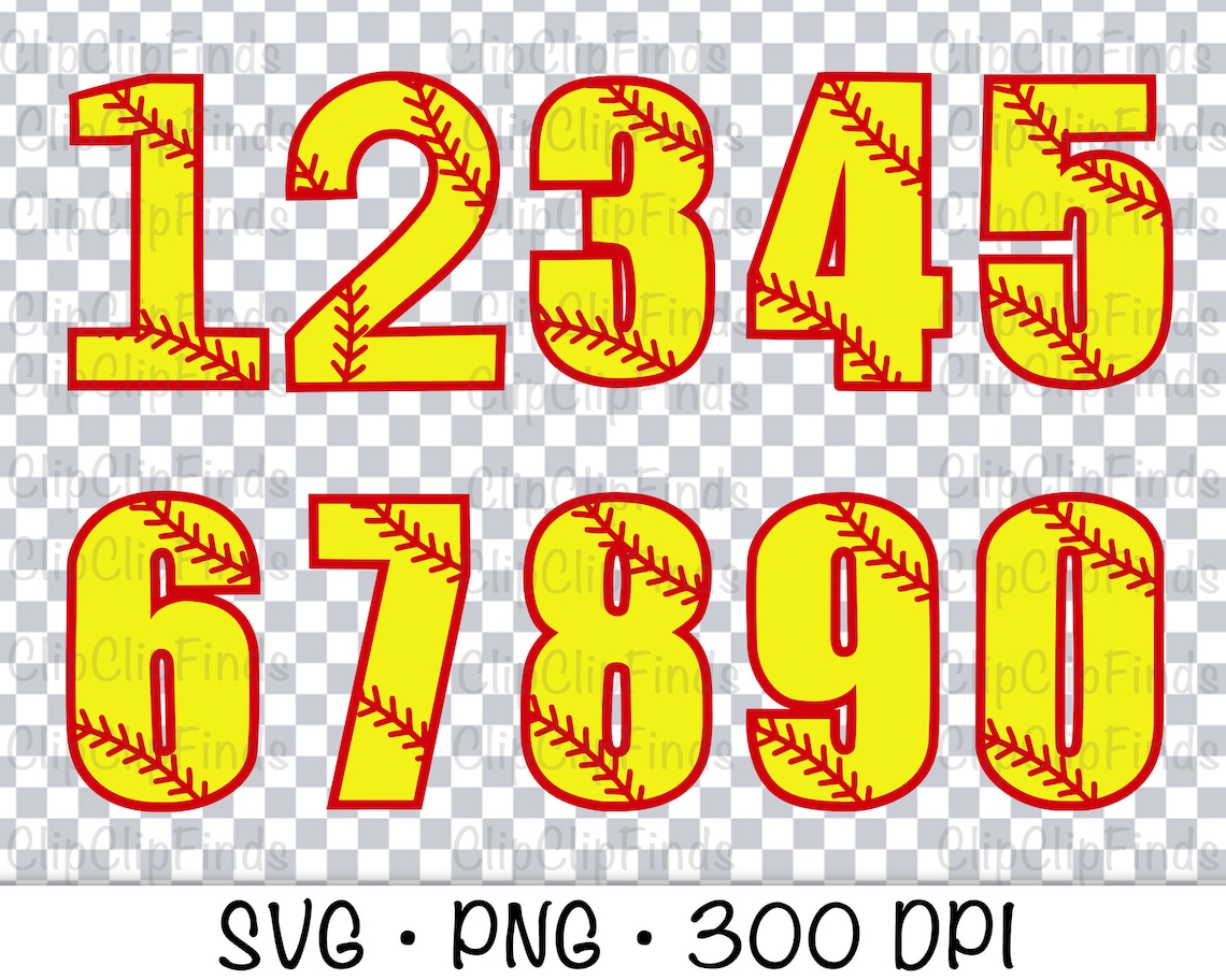 Softball Numbers SVG PNG Instant Digital Download - Etsy