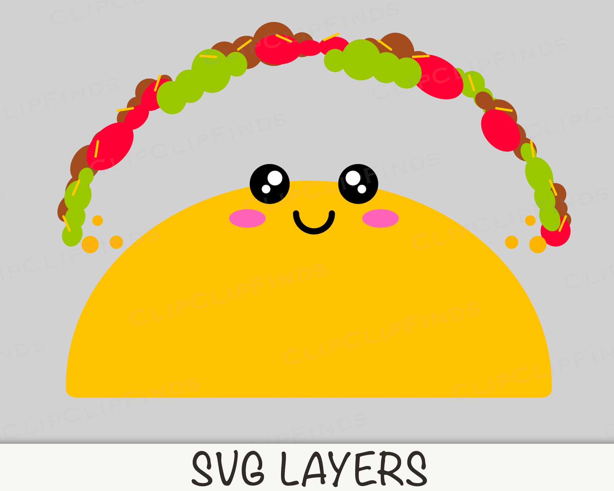 Cute Kawaii Taco SVG Vector Cut File and PNG Transparent - Etsy
