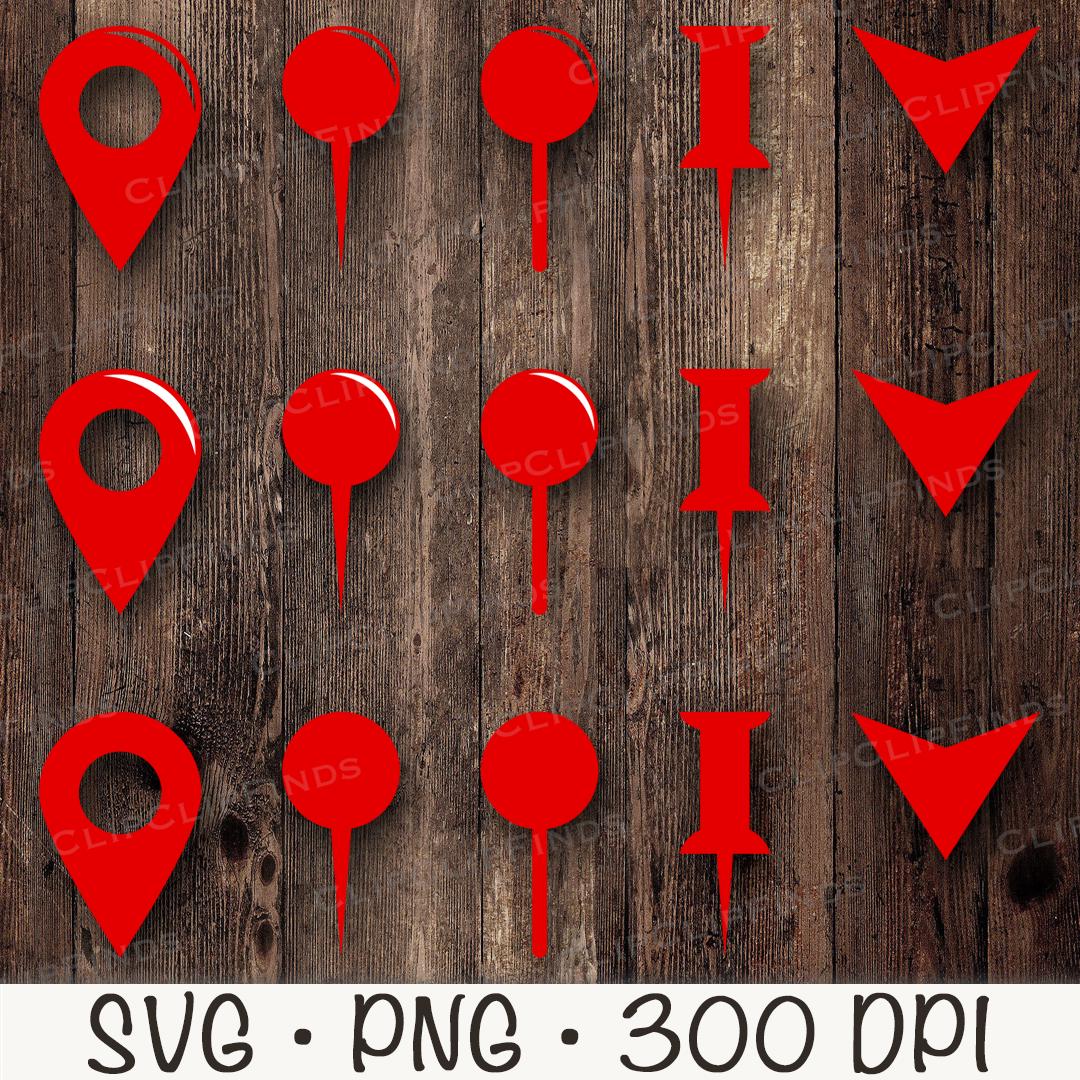 Location Map Pin SVG, Location Sign Silhouette, Red Location Pin, Push ...