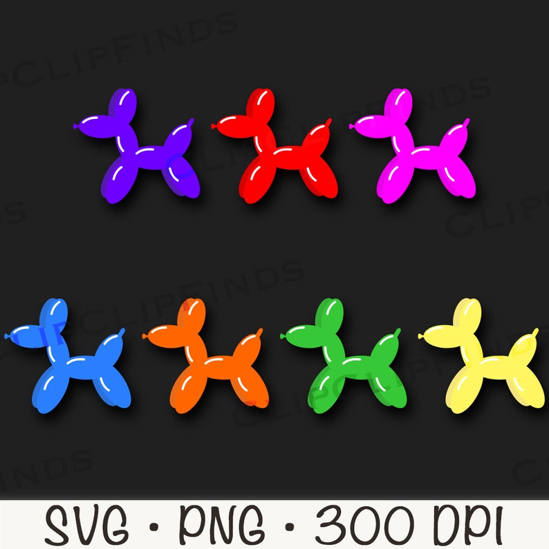 Dog Balloon SVG, Dog Balloon Clipart, Dog Balloon PNG, Multi-colored ...
