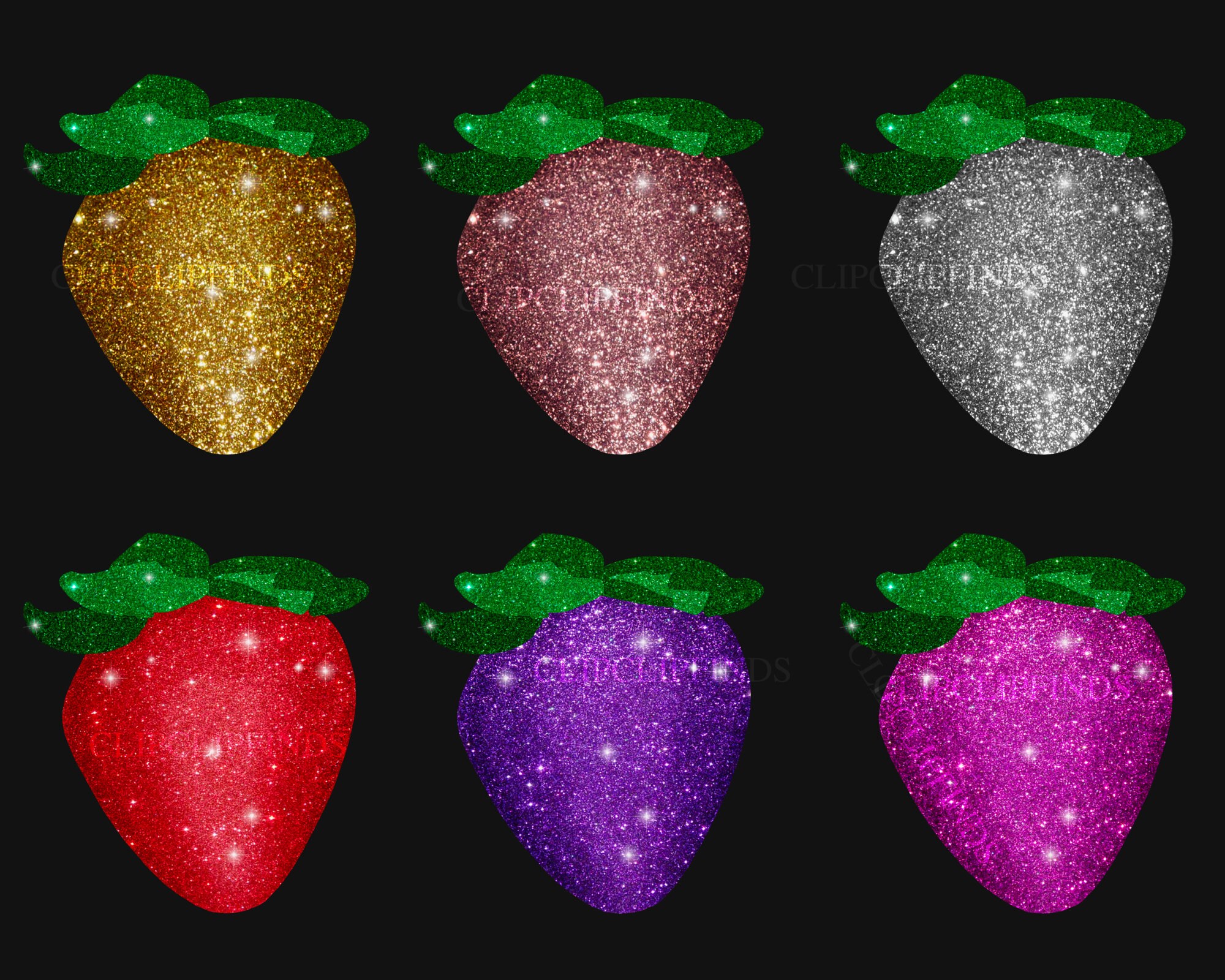 Glitter Strawberries PNG Strawberries Clipart Transparent - Etsy