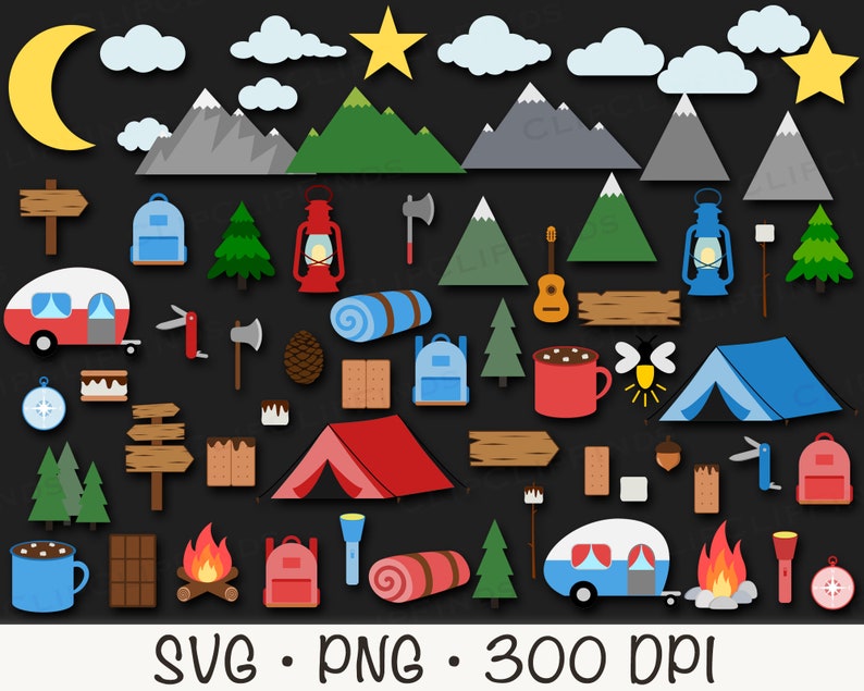 Camping Clipart Bundle: Happy Camper PNG SVG (digital Download) - Etsy