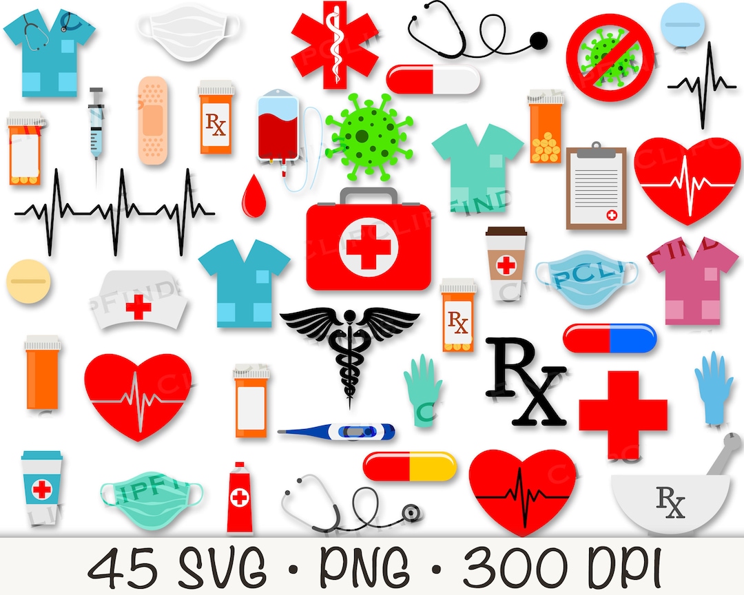 Medical Clip Art Bundle Pack, SVG, PNG, Instant Digital Download, Nurse ...