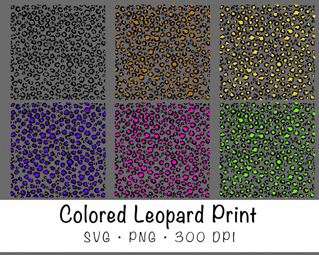 Colored Leopard Print Bundle: SVG Vector Cut File, PNG (digital ...
