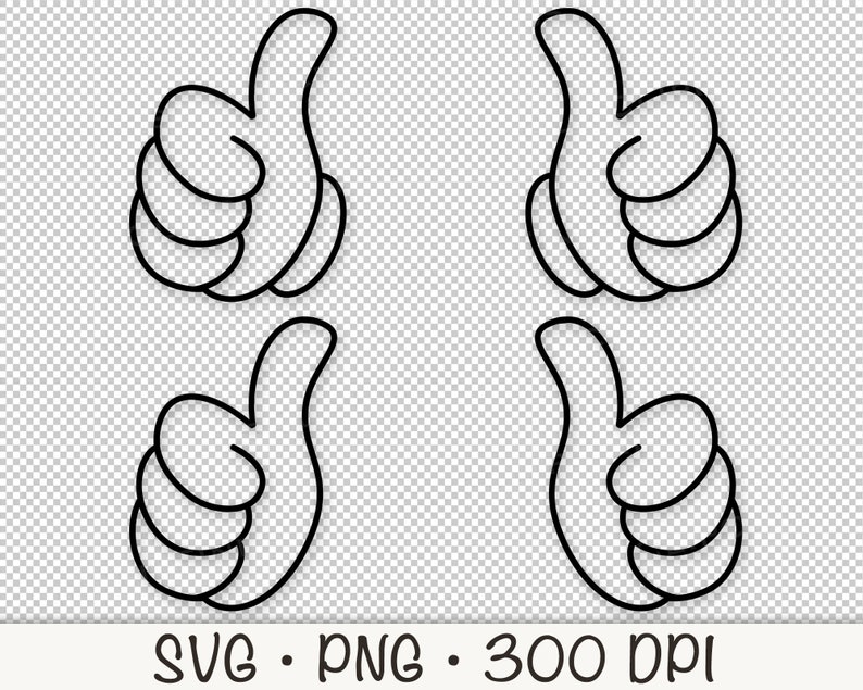 Buy Thumbs up Outline SVG Vector Cut File, PNG Transparent Background ...