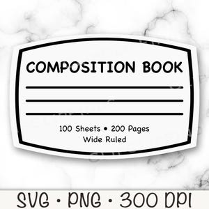 Composition Notebook Label, SVG, PNG, Instant Digital Download - Etsy