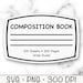 Composition Notebook Label, SVG, PNG, Instant Digital Download - Etsy