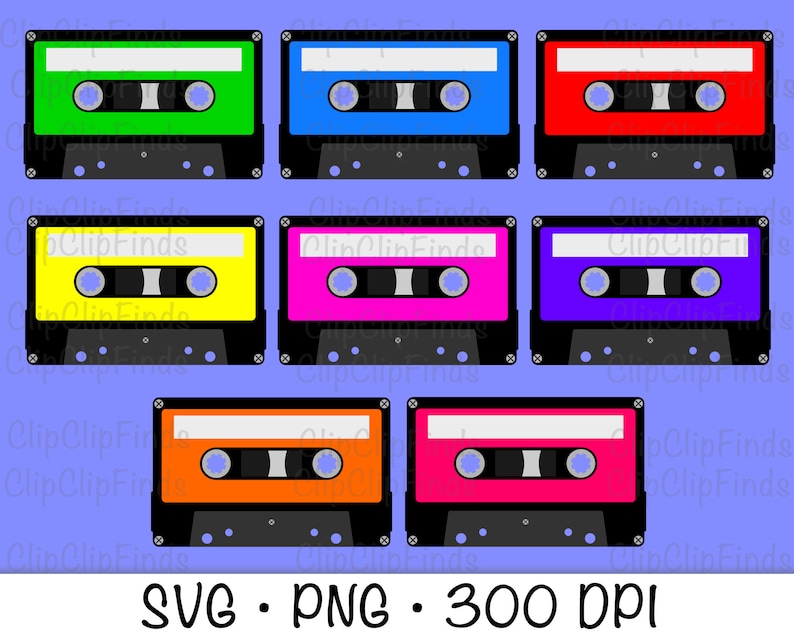 80's Retro Cassette Tapes Neon Colorfull SVG PNG Clip - Etsy