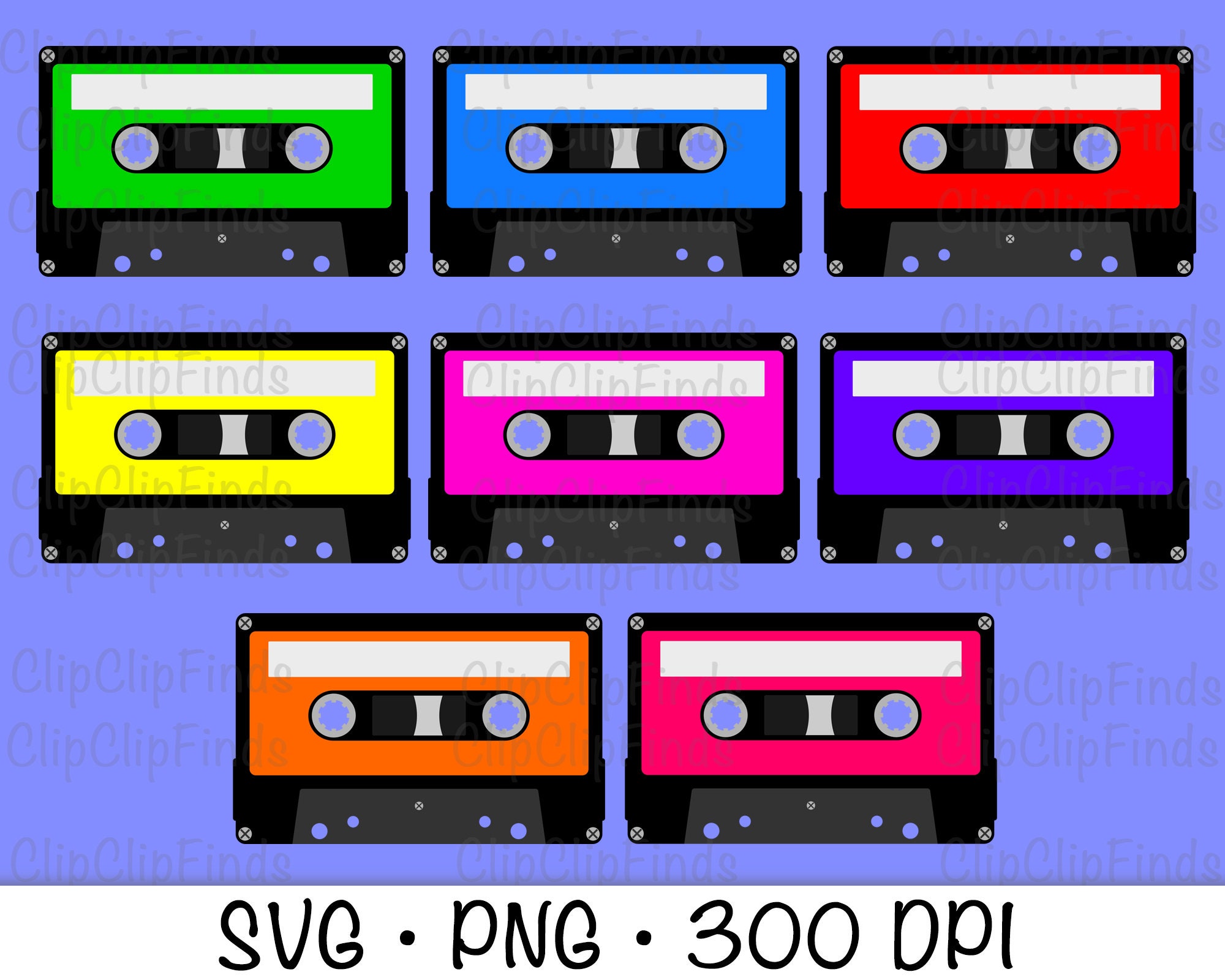 80's Retro Cassette Tapes Neon Colorfull SVG PNG Clip - Etsy