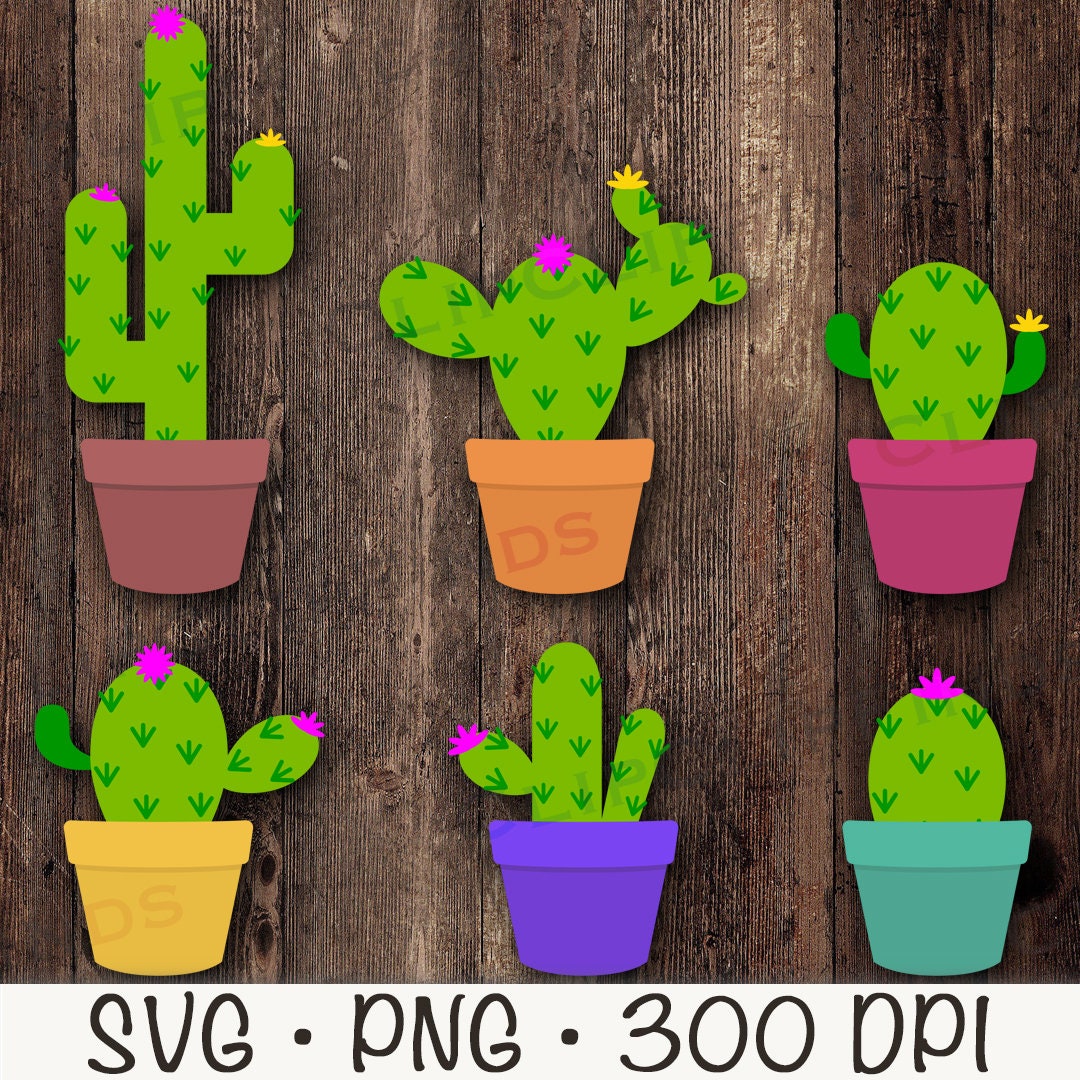 Cactus Bundle Pack, Cactus SVG, Cactus PNG, Cactus Clipart, Digital ...