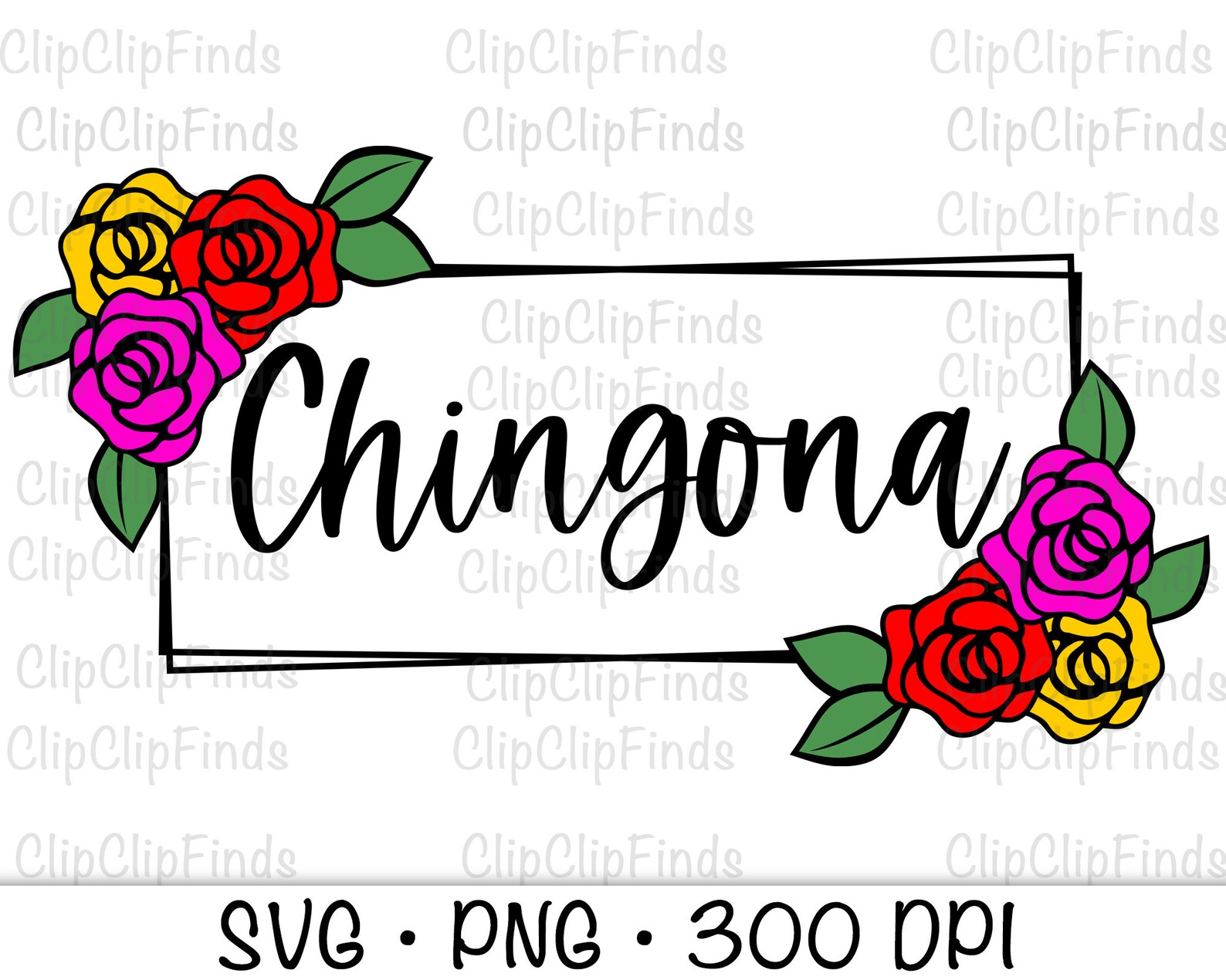 Chingona With Flowers SVG Vector Cut File JPEG and PNG - Etsy