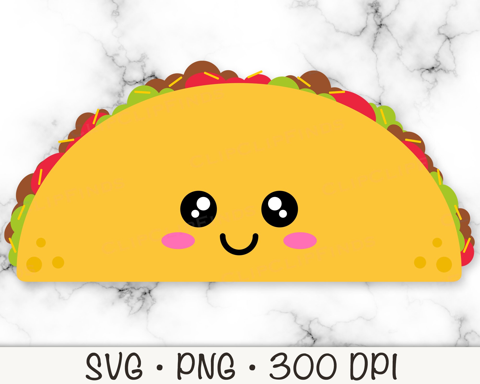 Cute Kawaii Taco SVG Vector Cut File and PNG Transparent - Etsy