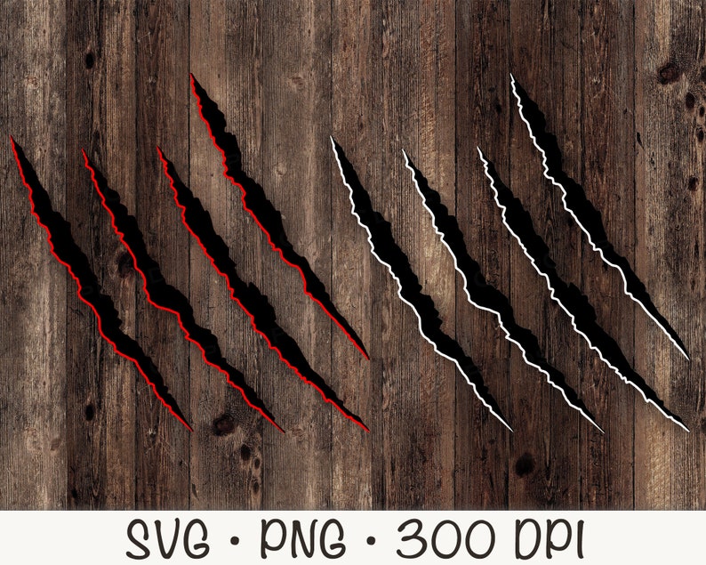 Claw Scratch Marks SVG: Vector Cut File, PNG Clipart (digital Download ...