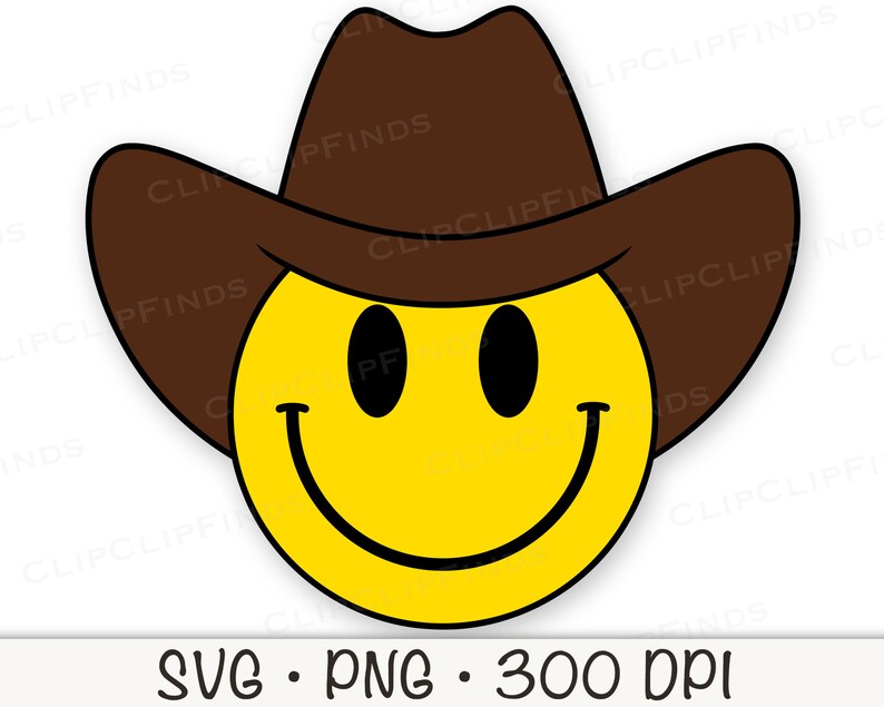 Happy Cowboy Face SVG: Western Rodeo Clipart (digital Download) - Etsy