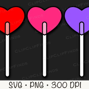 Valentine's Day Lollipop, Heart Lollipops, SVG, PNG, Clipart, Instant ...