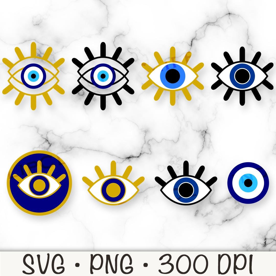 Evil Eye SVG Bundle: Lashes, Thick Outline Clipart (digital Download ...
