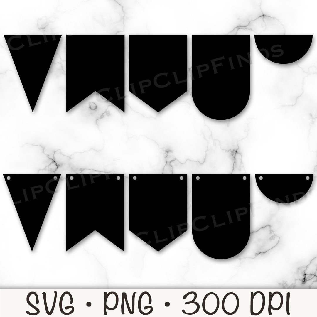 Bunting SVG, Garland Banner Cuttable Template, Bundle, Vector File and ...