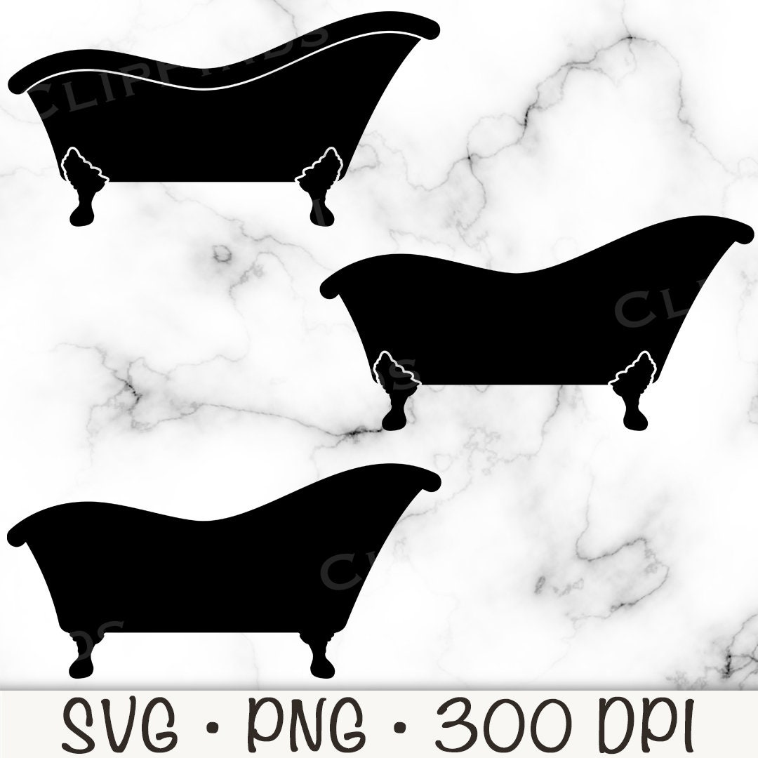 Bath Tub SVG, Clawfeet Bath Tub PNG, Tub Silhouette, Digital Download ...