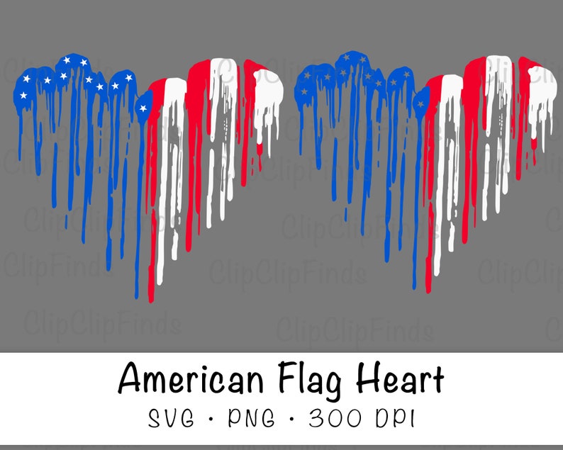 Patriotic American Flag Heart Paint Drip SVG Vector Cut File - Etsy