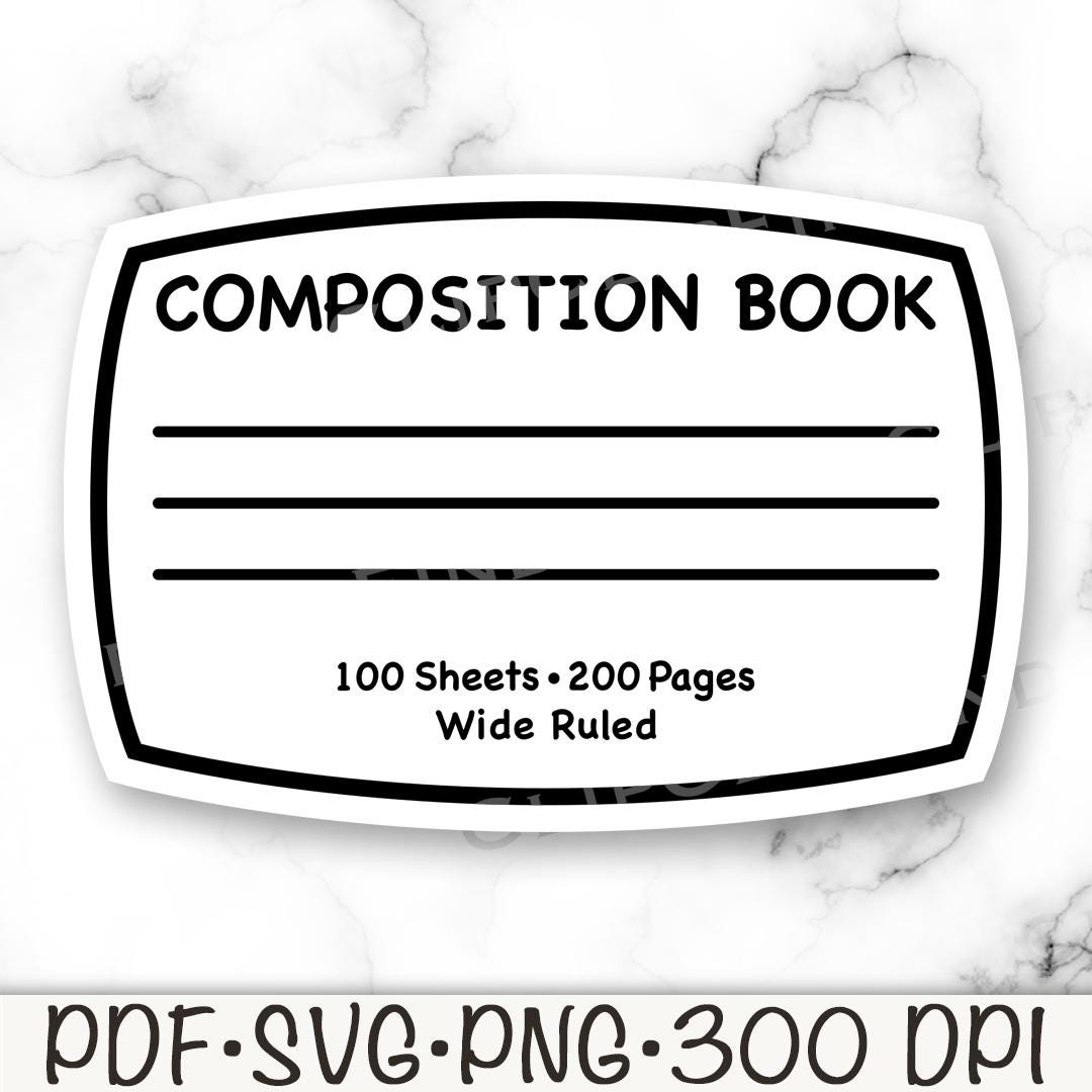 Composition Book Label SVG, Notebook Label PNG, Cover, School Supplies ...