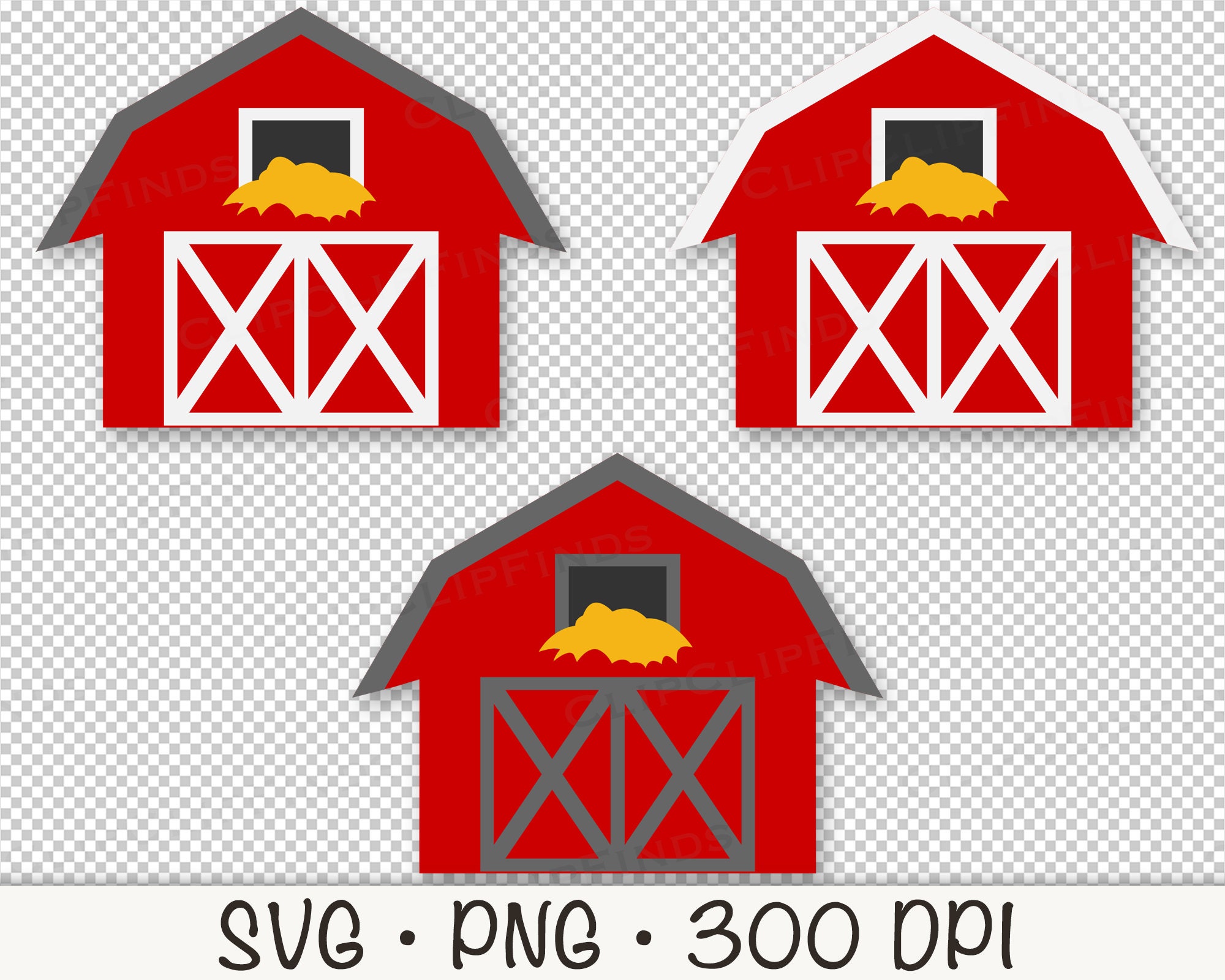 Farmhouse Barn Clip Art SVG PNG Instant Digital Download - Etsy