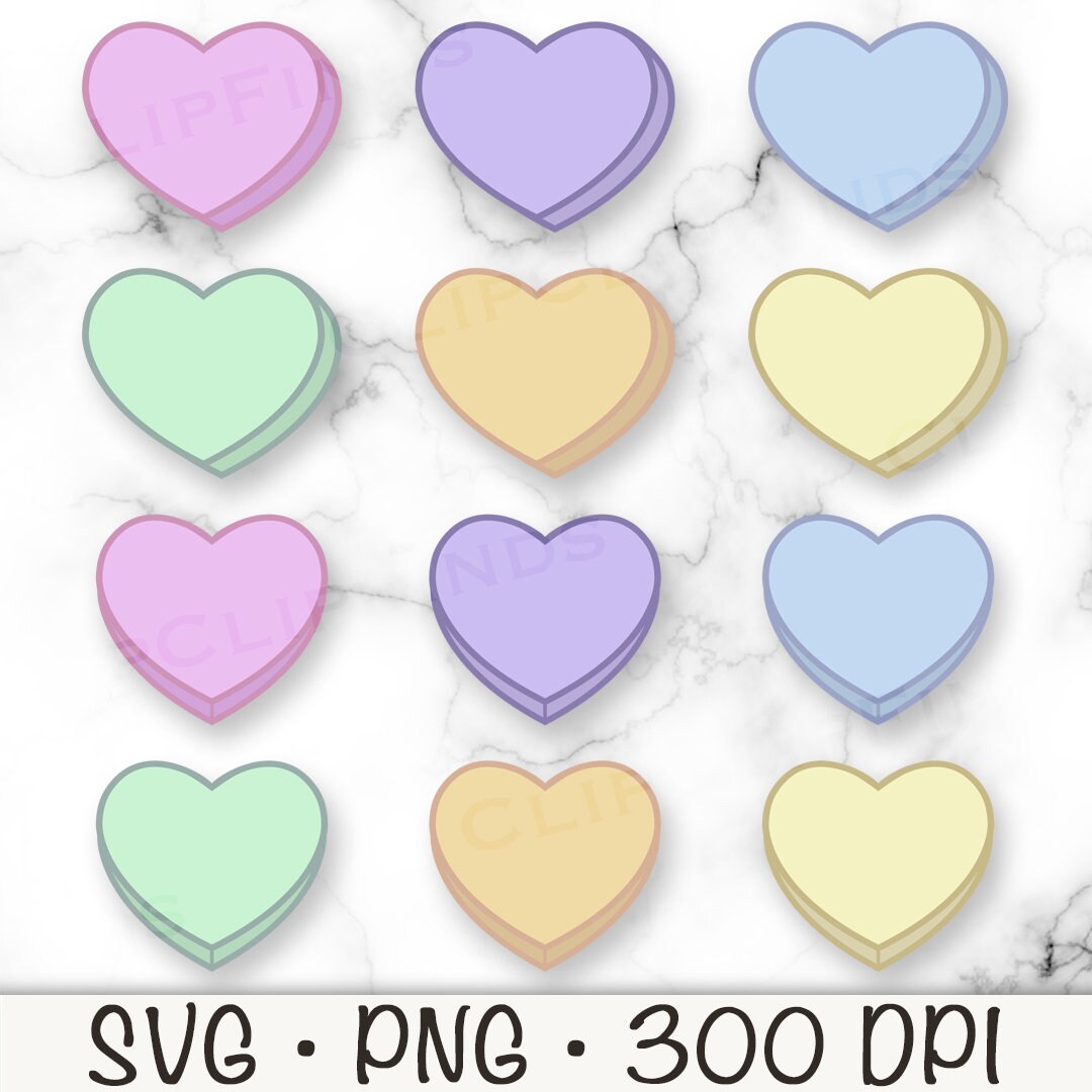 Blank Conversation Hearts SVG, Valentine's Day Candy Hearts, PNG ...