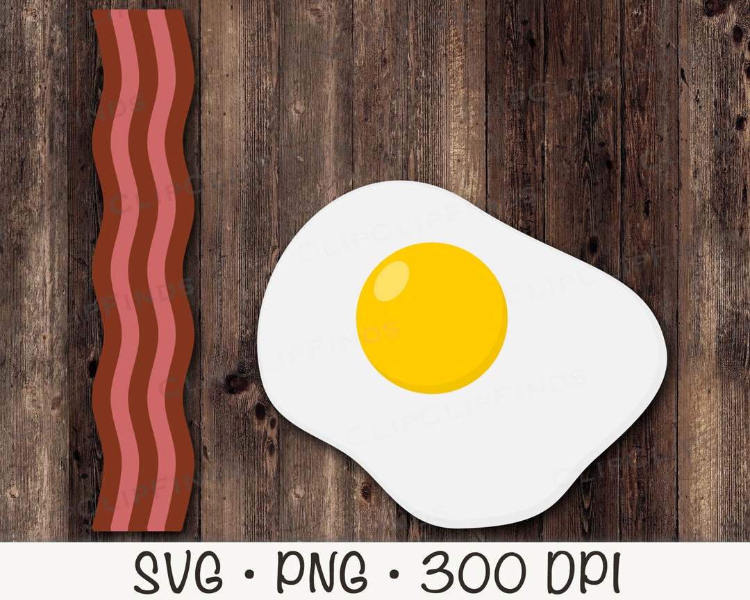 Bacon and Egg Clip Art, Breakfast, Sunny Side Up, Brunch, Bacon SVG ...