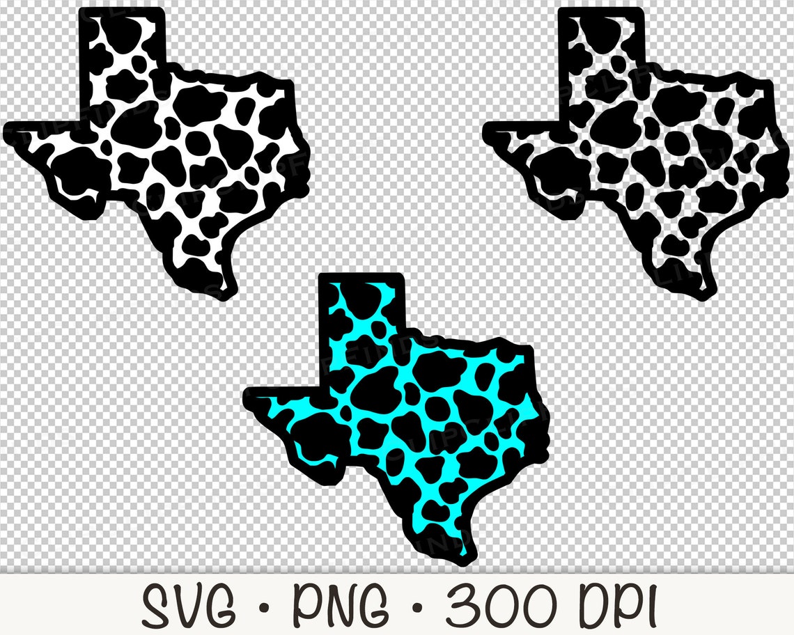 State of Texas Cow Print Bundle for Print Texas SVG PNG - Etsy