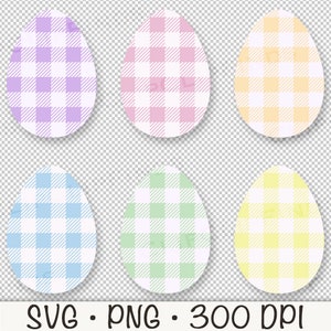 Pastel Easter Eggs Clipart, Buffalo Plaid Easter Eggs, PNG, SVG, Cute ...