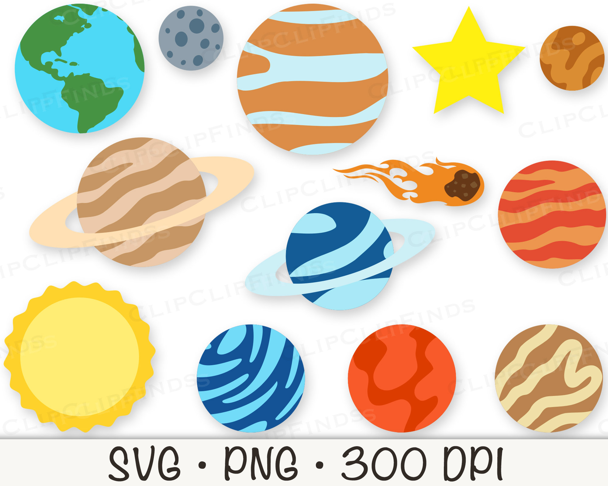 Solar System Planets Svg Planets Clipart Cut Files For Etsy