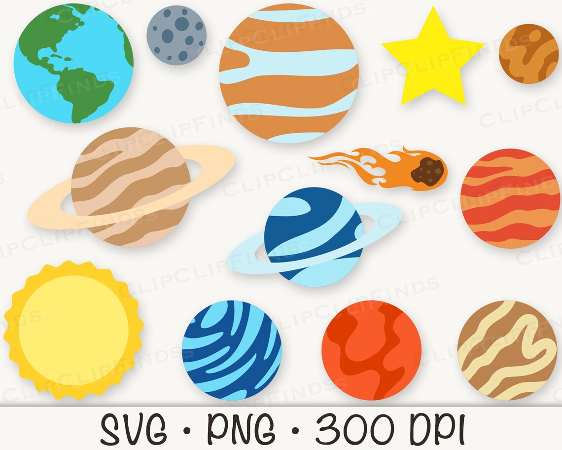 Planets SVG Space PNG Solar System Clipart Instant Digital - Etsy Australia