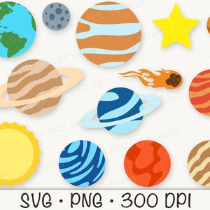 Planets SVG, Space PNG, Solar System Clipart, Instant Digital Download ...