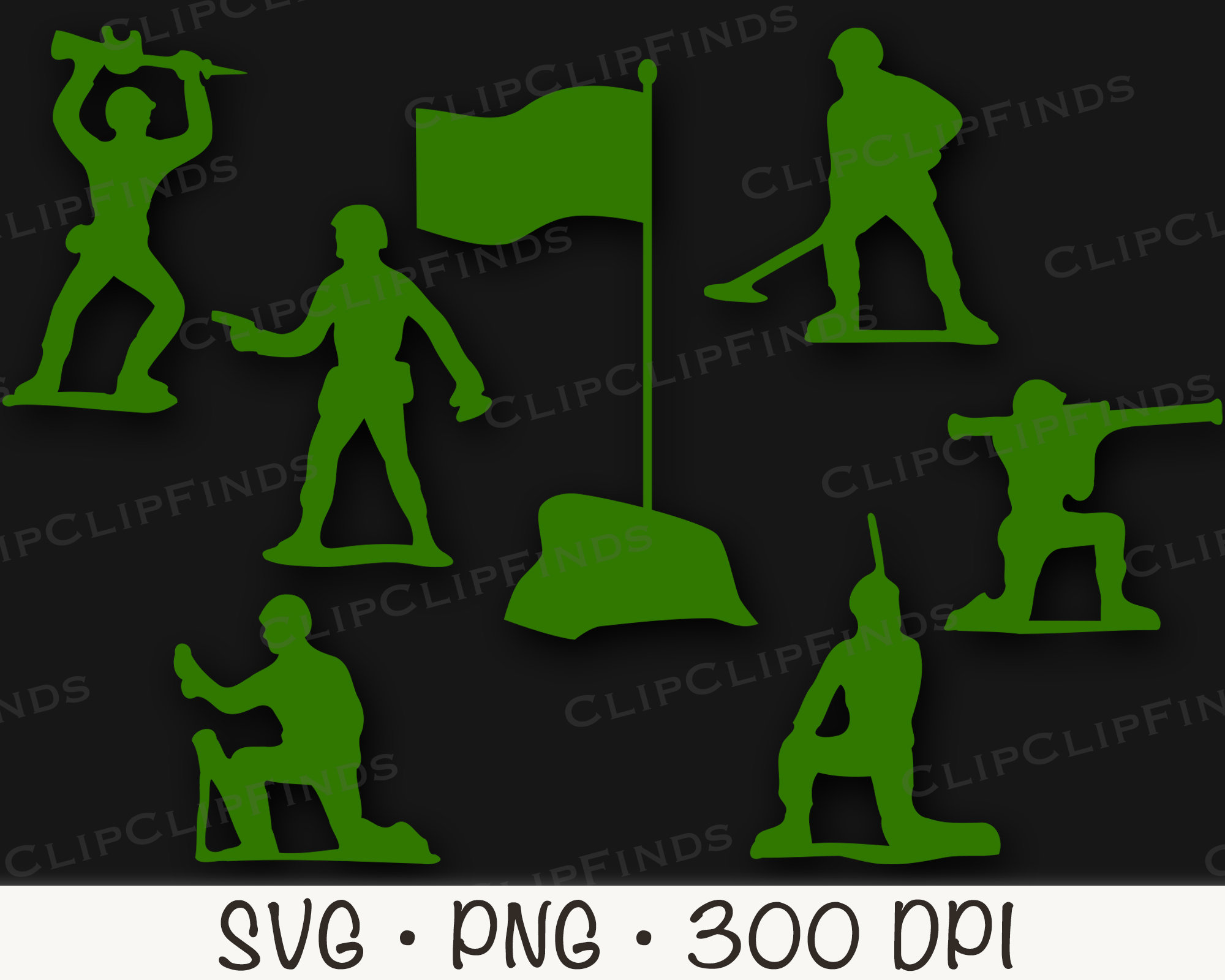 Toy Army Men Clipart: Green Plastic Soldiers SVG PNG (digital Download ...