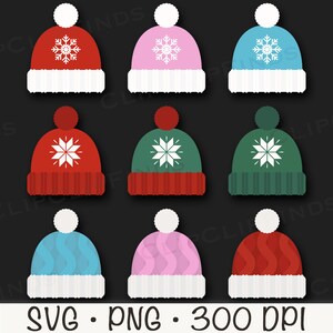 Cute Winter Beanie Clip Art, Snow Hat SVG, Christmas Hat PNG, Knitted ...