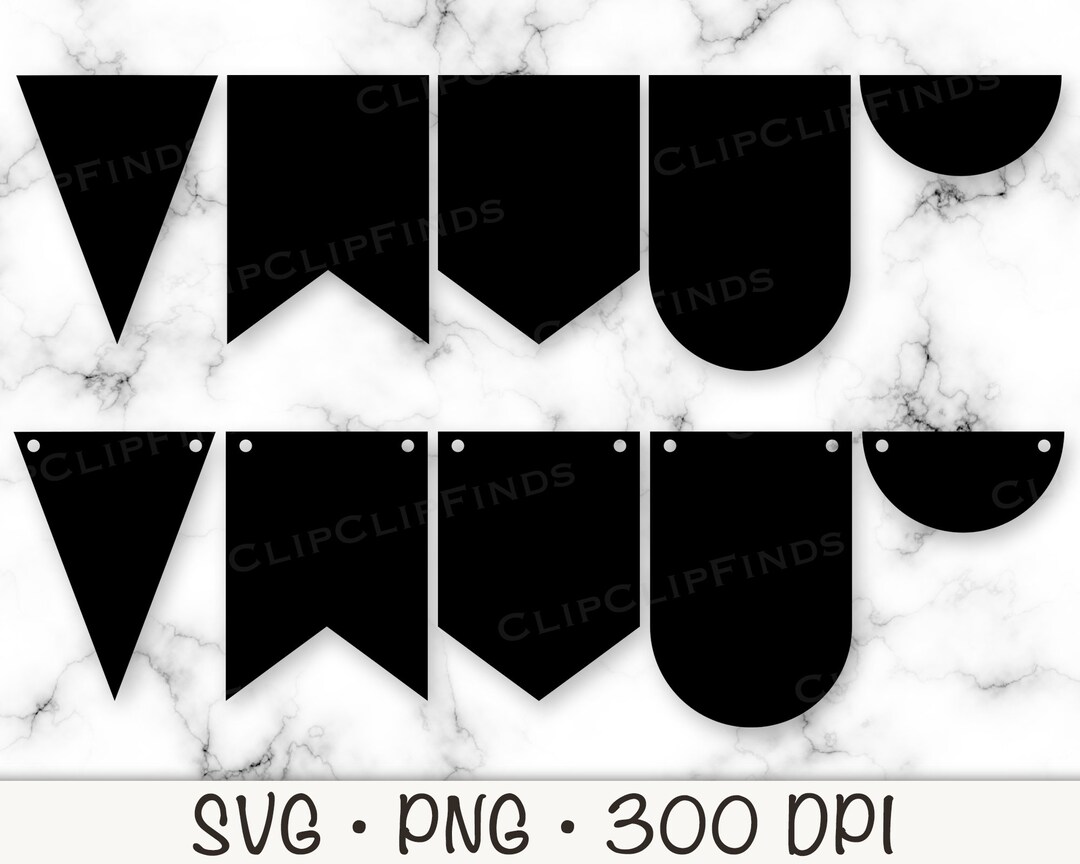 Bunting SVG, Garland Banner Cuttable Template, Bundle, Vector File and ...