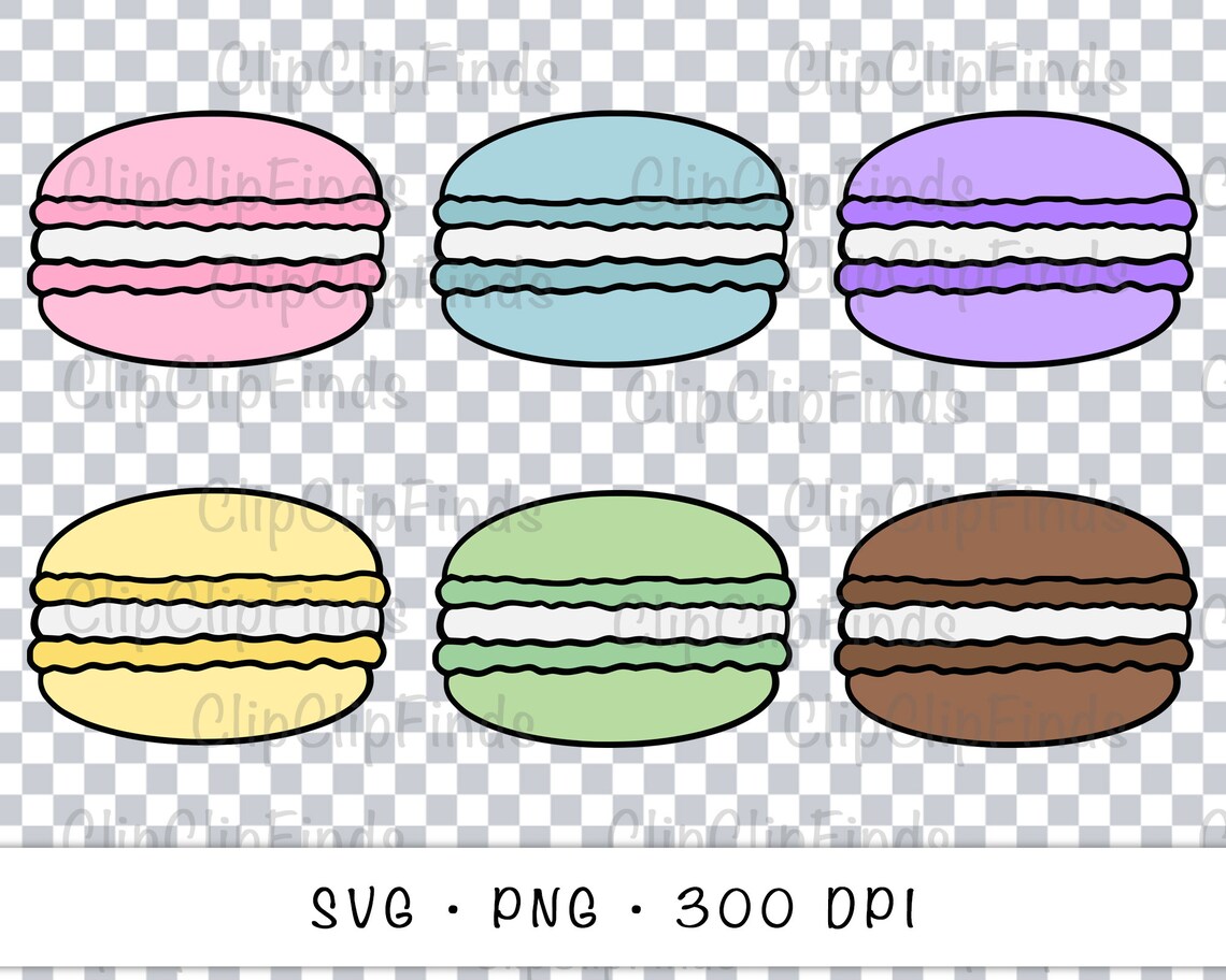 French Macaron Black Outline Cookies SVG Vector Cut File and | Etsy