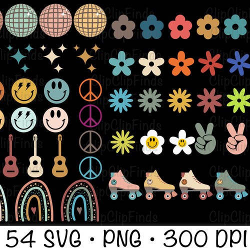 Groovy Hippie Bundle SVG PNG Clip Art Instant Digital - Etsy