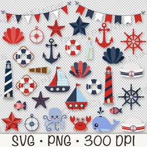 Nautical Clipart Pack, Ocean Clipart SVG, Nautical PNG, Lighthouse ...