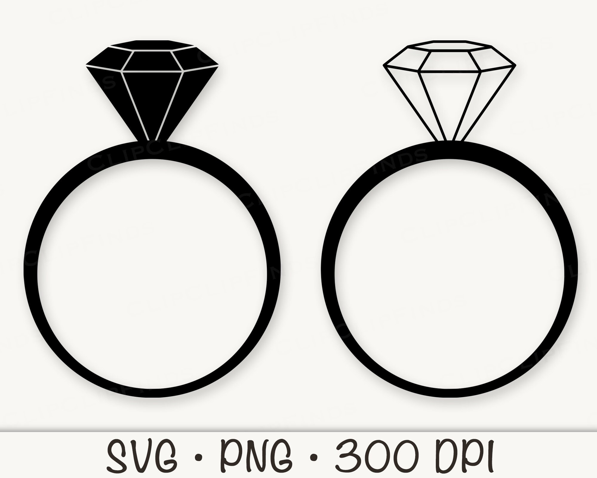 Diamond Ring Clipart: Wedding Engagement PNG SVG (digital Download) - Etsy