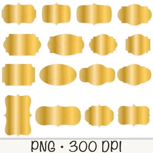 Gold Label Frames PNG, Digital Gold Label Graphics, Gold Tags Clipart ...