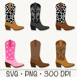 Cowboy Boots SVG, Cowboy Boots Clipart, Cowgirl Boots PNG, Cow Pattern ...