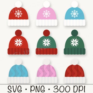 Cute Winter Beanie Clip Art, Snow Hat SVG, Christmas Hat PNG, Knitted ...