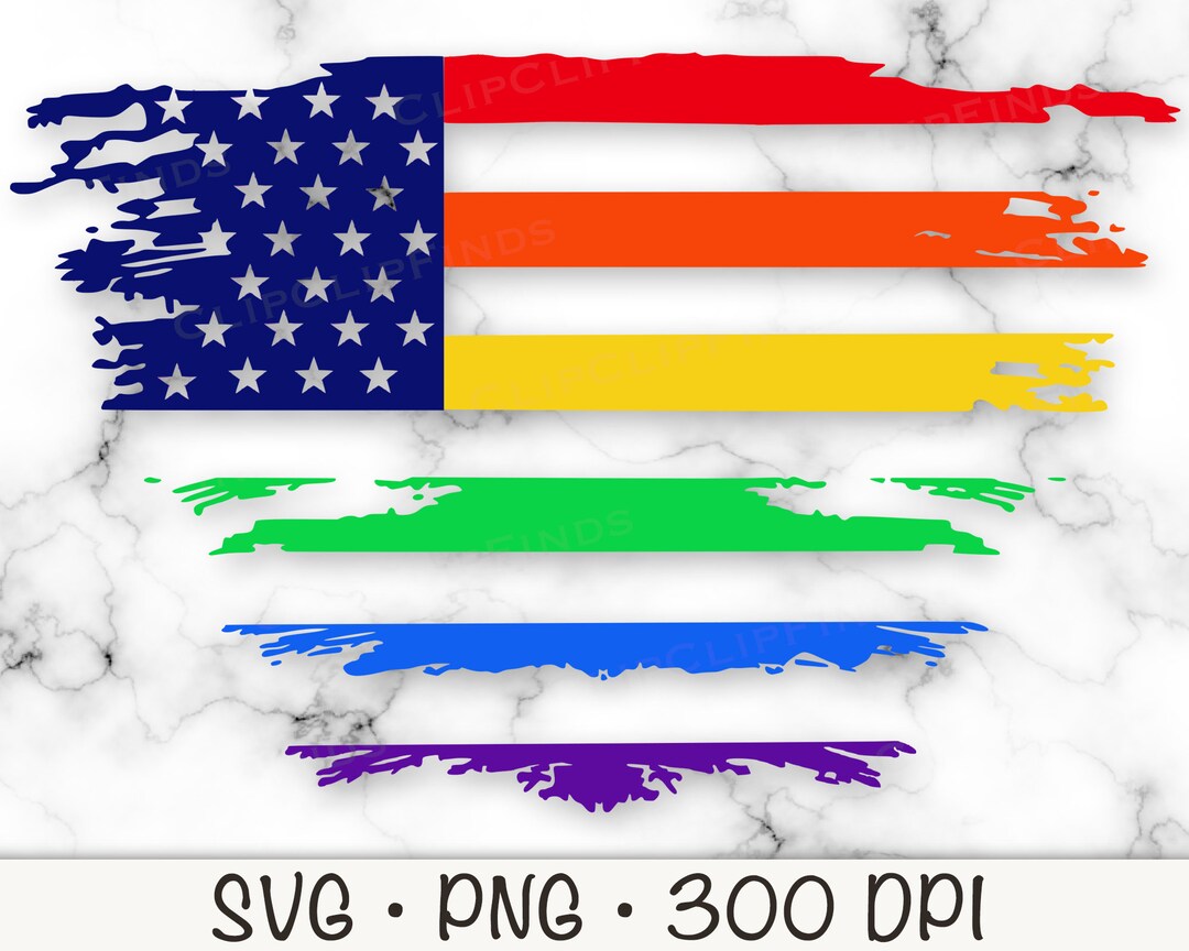 LGBTQ Pride Distressed American Flag SVG, Pride Flag, Rainbow Flag ...